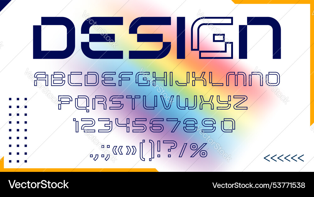 Modern techno type futuristic font line typeface Vector Image