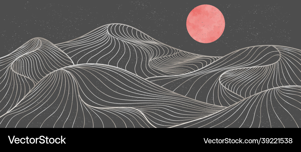 Mountain line art print abstract Royalty Free Vector Image