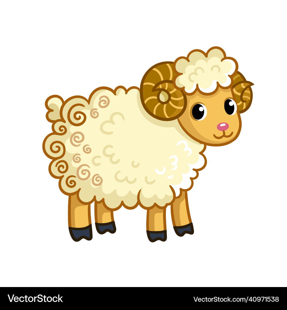 Ram stands on a white background cartoon Vector Image