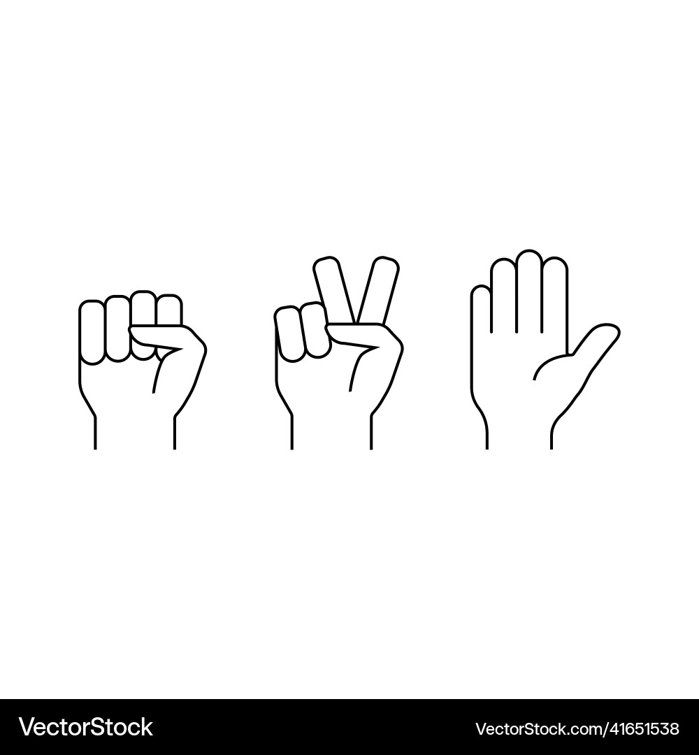 Rock paper scissors outline symbol collection Vector Image