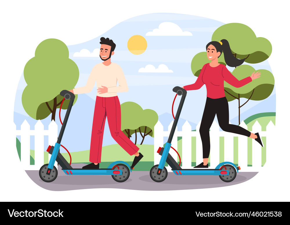 Walk on scooters Royalty Free Vector Image - VectorStock