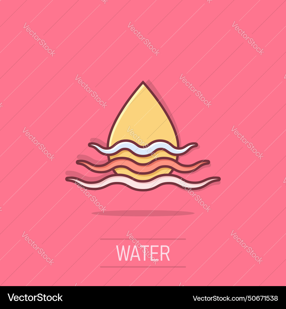 Water drop icon in comic style liquid cartoon Vector Image