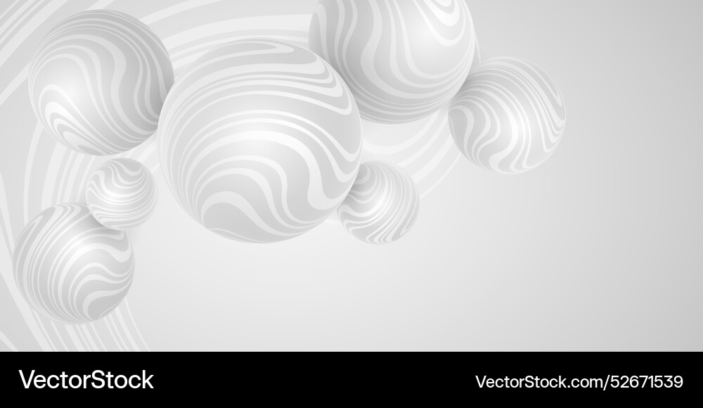 3d light spheres with wavy striped pattern Vector Image