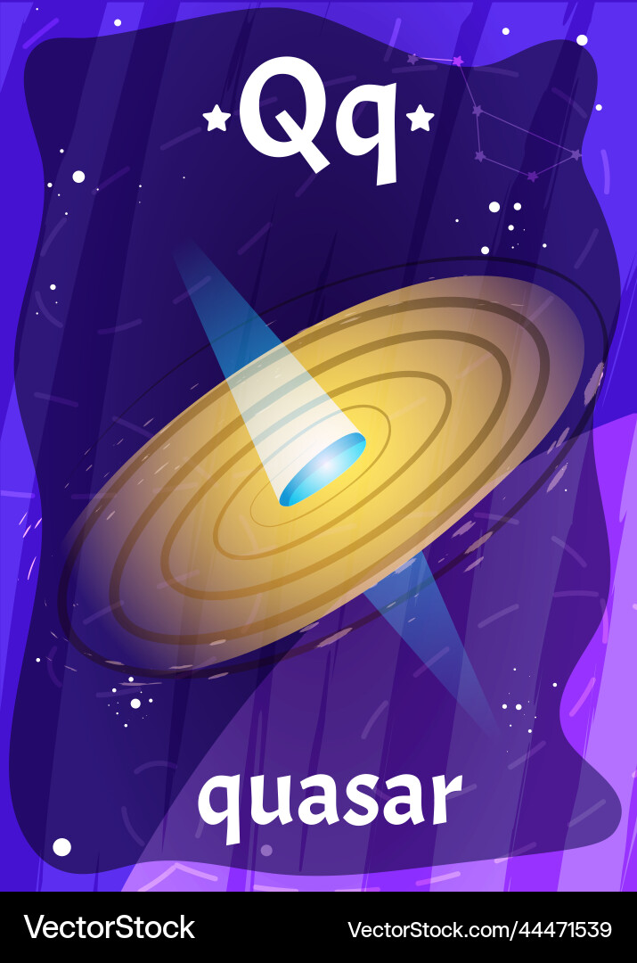 Cartoon printable space alphabet flashcard Vector Image