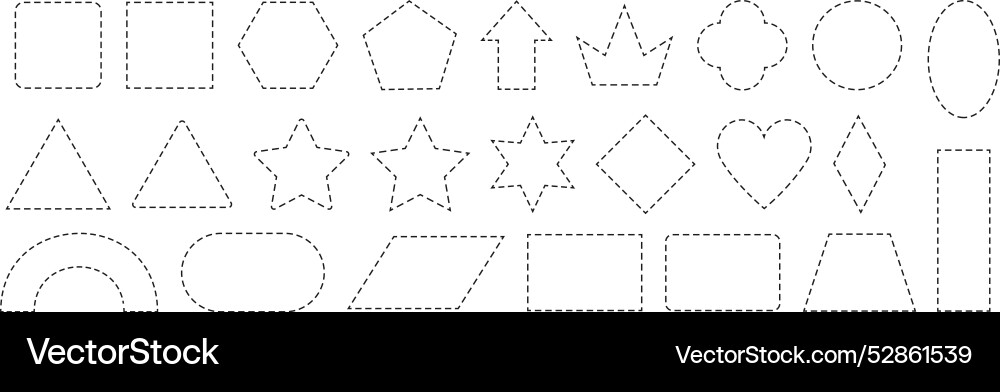Dash Line Frames Dashed Outline Shape Cut Vector Image