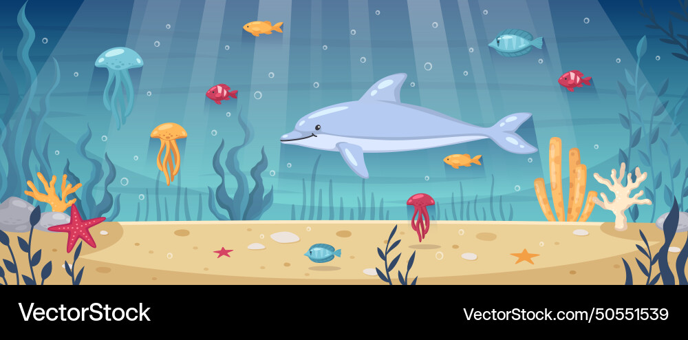 Diving underwater cartoon background Royalty Free Vector