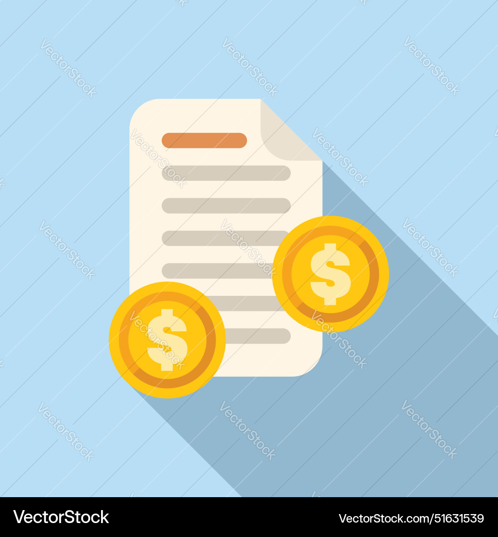 Invoice with dollar coins representing business Vector Image