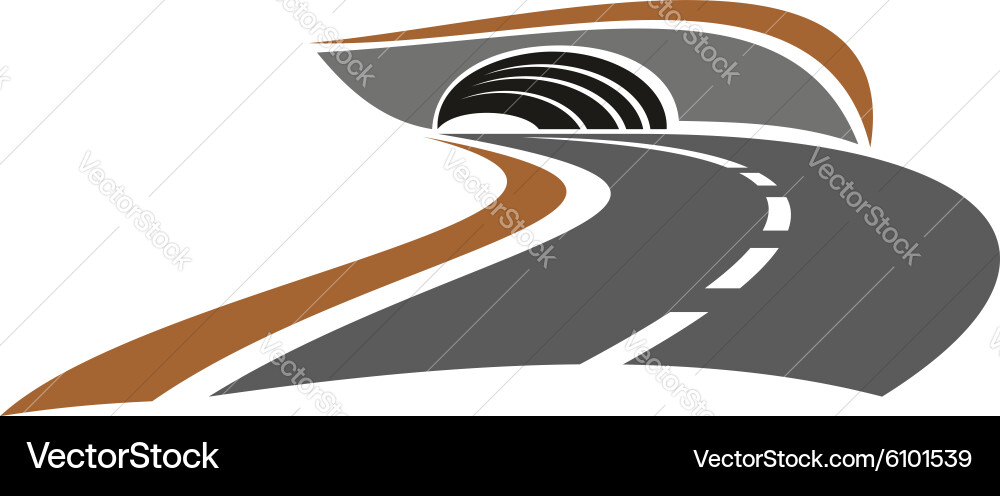 Mountain road tunnel abstract icon Royalty Free Vector Image