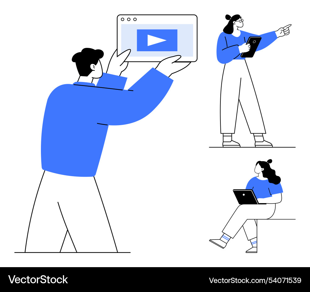 Professionals engaging with digital content Vector Image