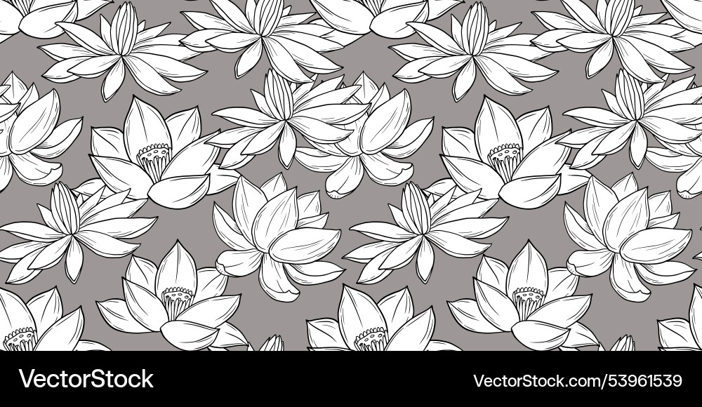 Seamless pattern with lotus flowers on neutral Vector Image