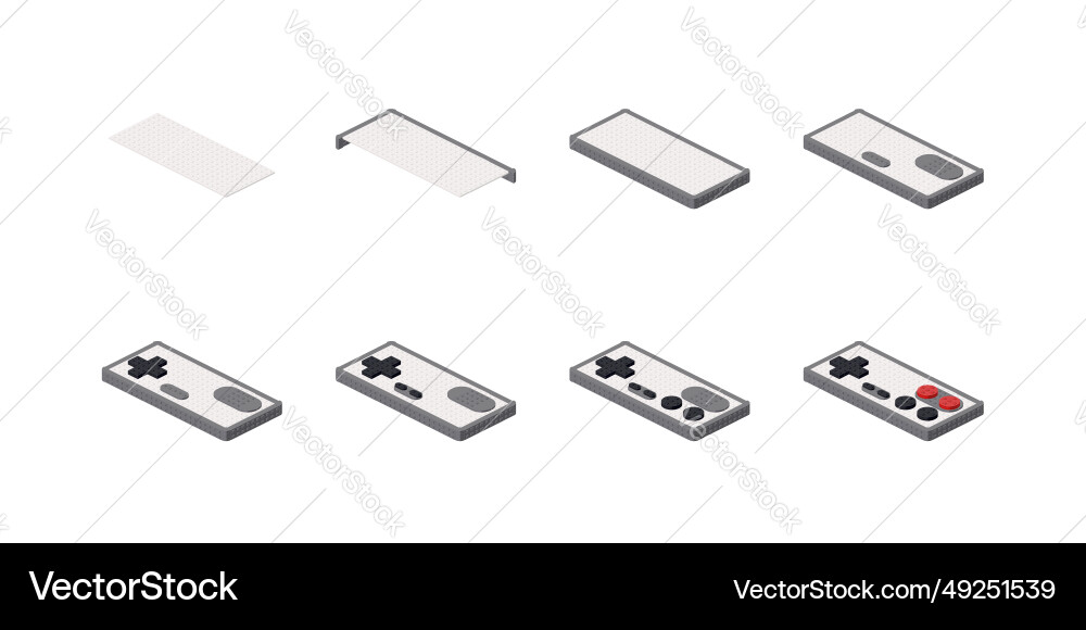 Step-by-step construction of a gamepad Royalty Free Vector