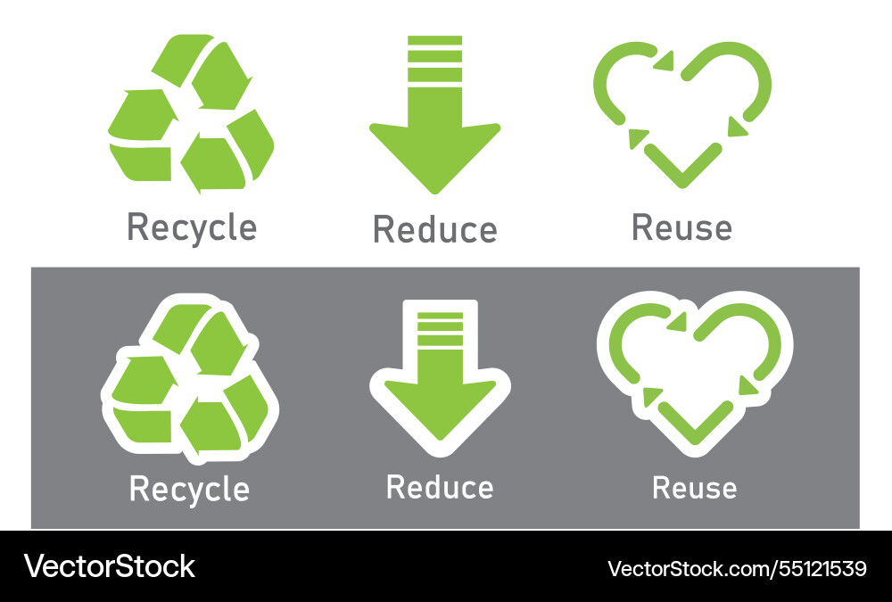 Symbols for reduce reuse recycle Royalty Free Vector Image