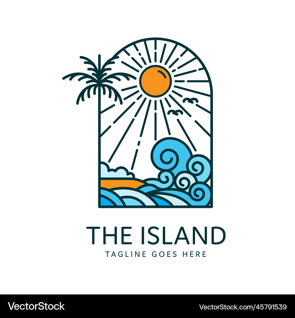 Tropical island logo Royalty Free Vector Image