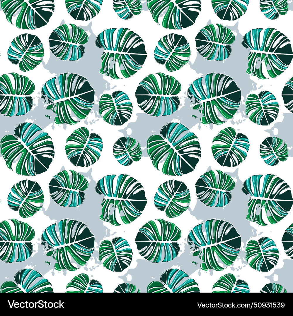 Tropical seamless pattern with monstera leaves Vector Image
