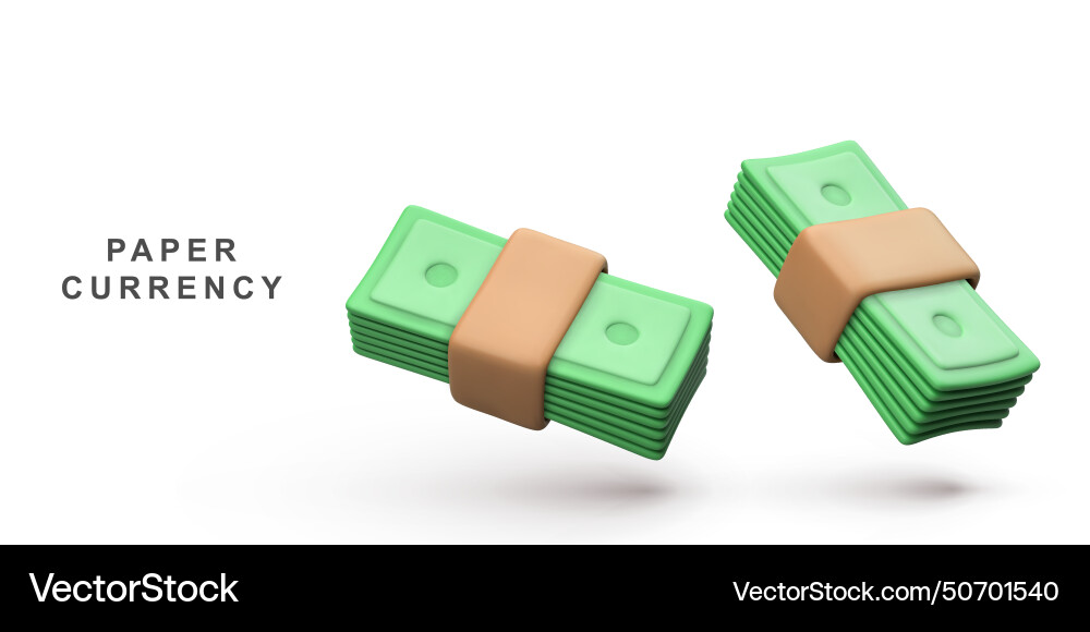 3d realistic paper currency concept bundle Vector Image