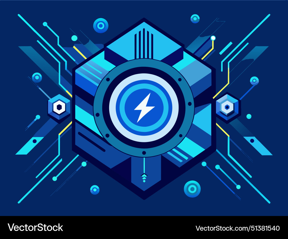 Abstract Geometric Technology Shape Of Glowing Vector Image 