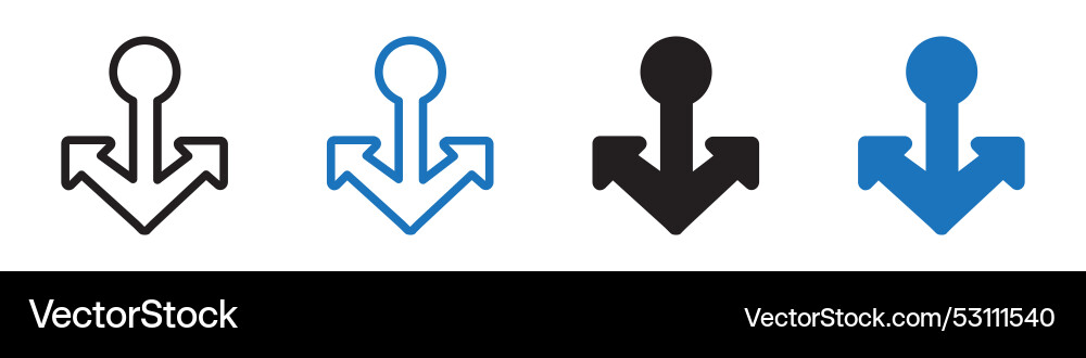 Anchor icon set outline Royalty Free Vector Image