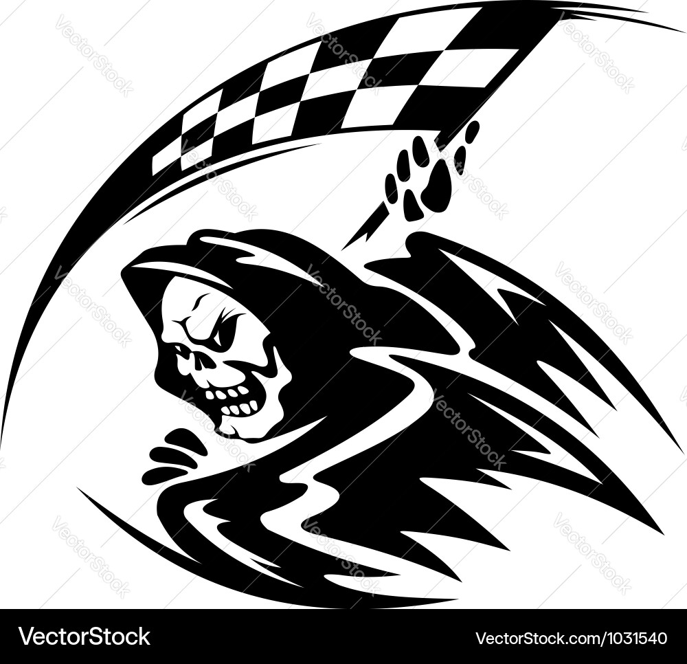 Black danger death demon with ckeckered flag Vector Image