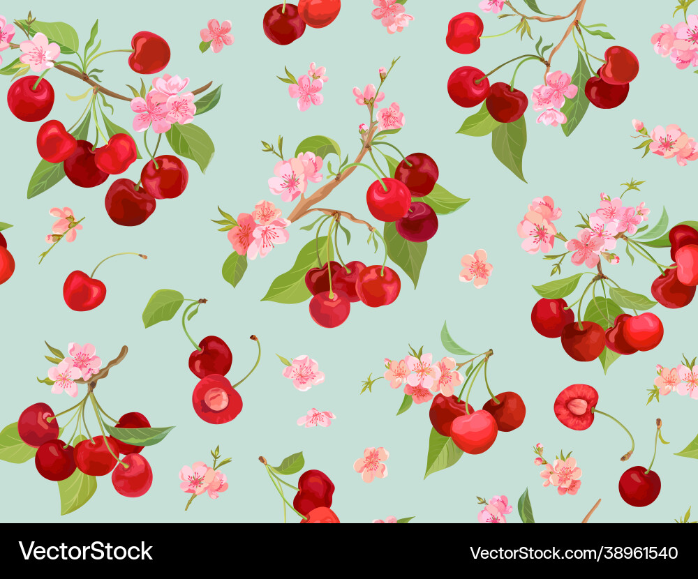 Cherry Blossom Pattern Royalty Free Vector Image