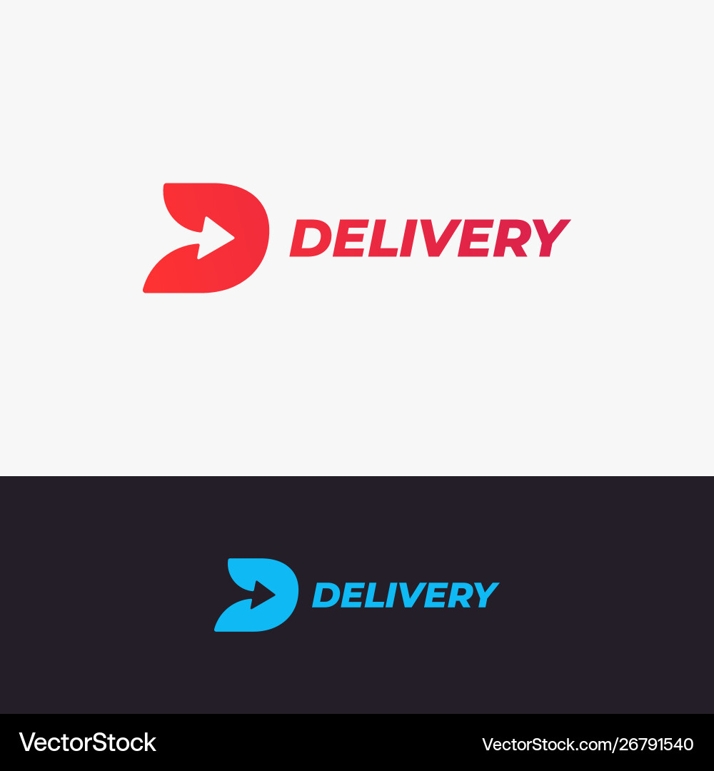 Delivery logo design letter d with arrow Vector Image