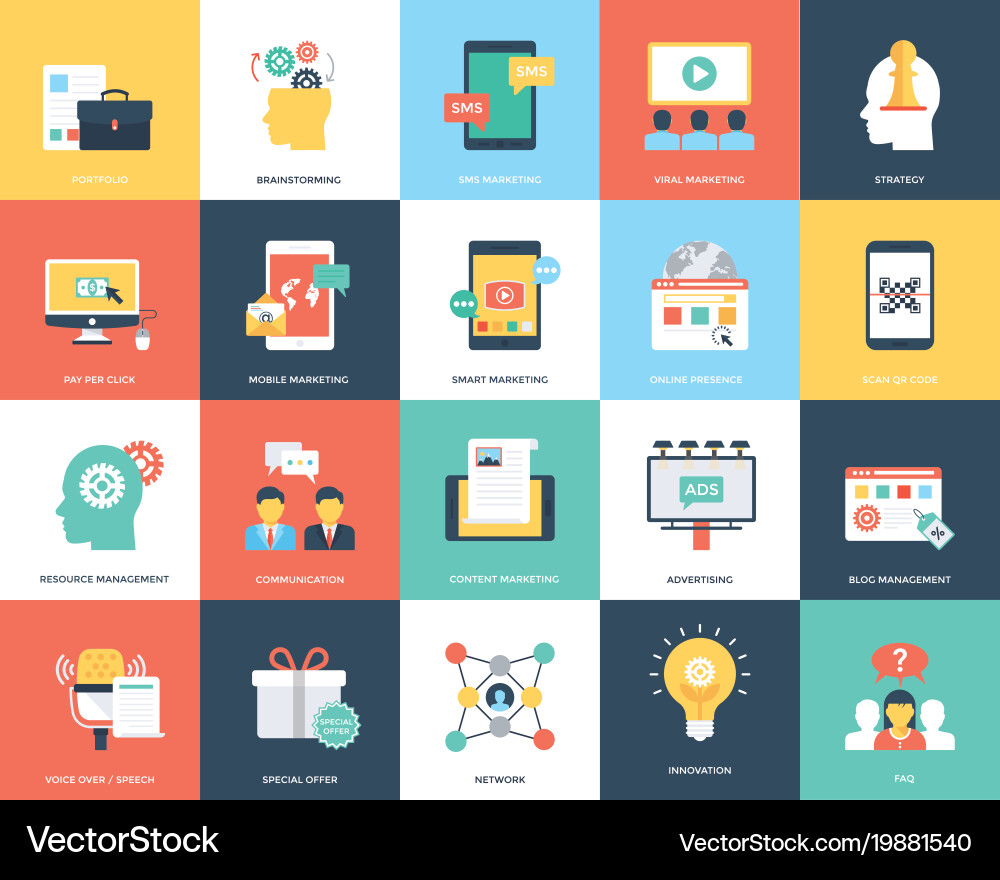 Digital Marketing Icons Pack Royalty Free Vector Image