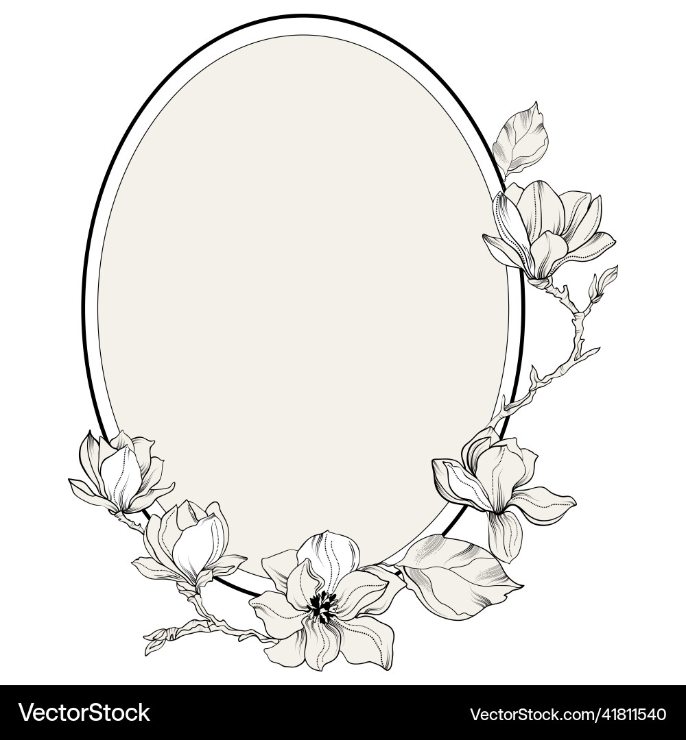 Floral oval frame with spring flowers Royalty Free Vector