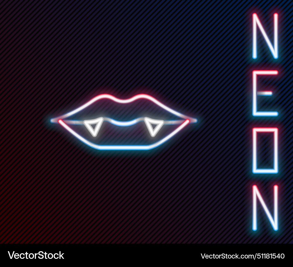 Glowing neon line vampire teeth icon isolated Vector Image