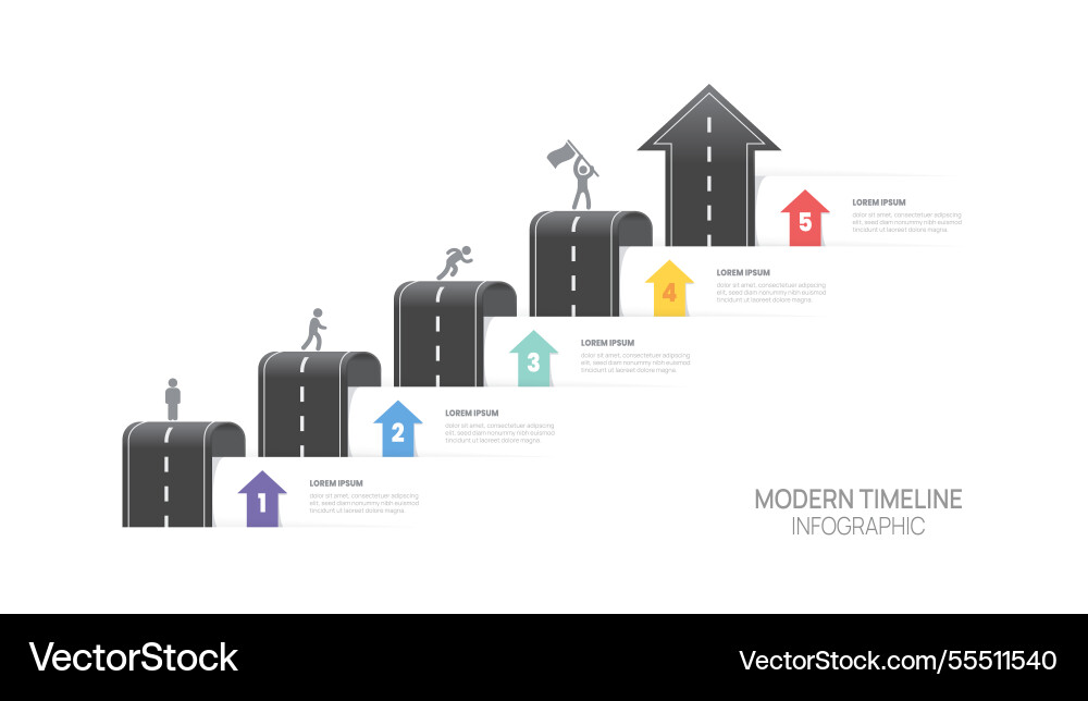 Infographics arrow symbol timeline road concept Vector Image