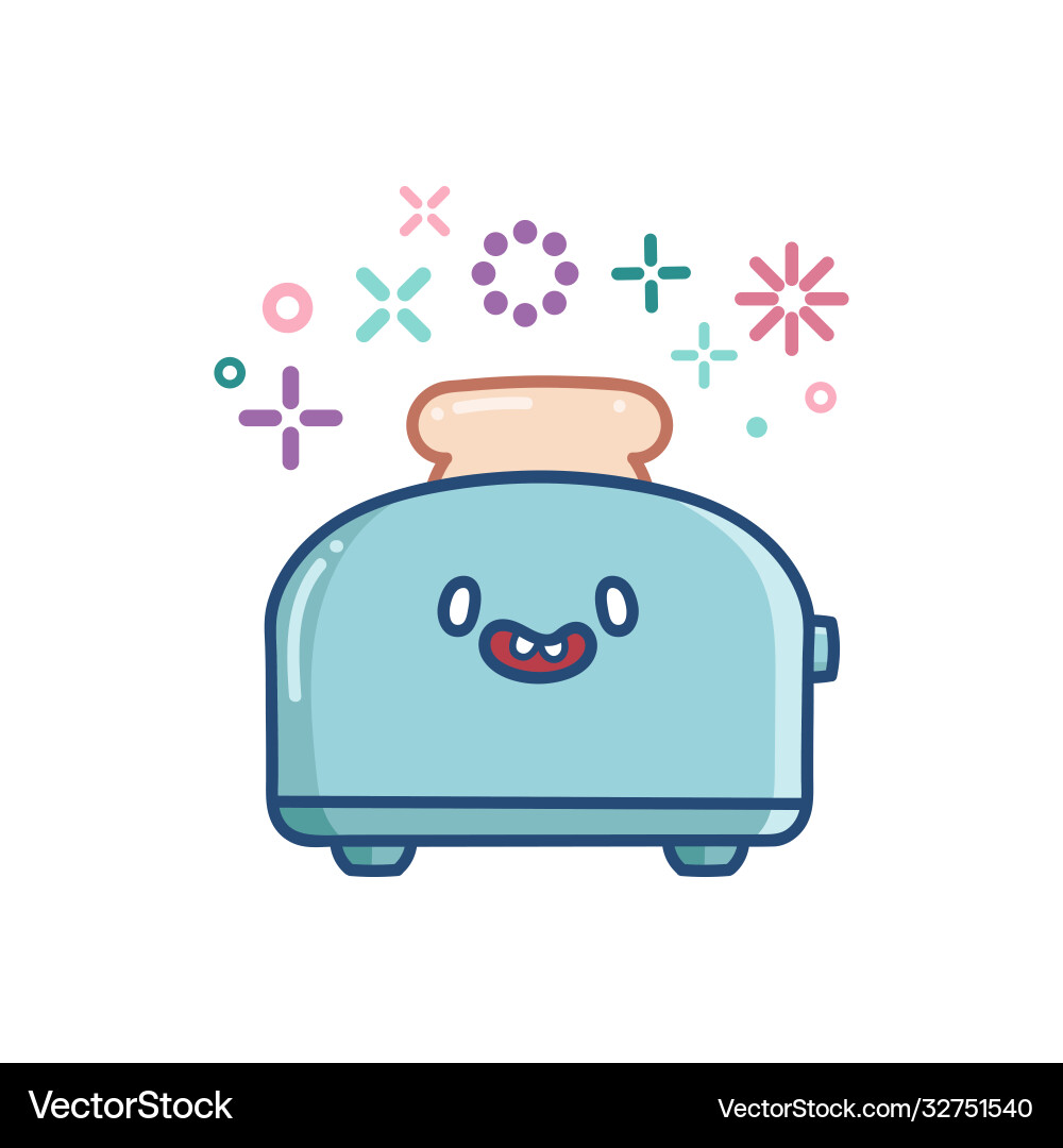 Kawaii toaster icon cartoon Royalty Free Vector Image