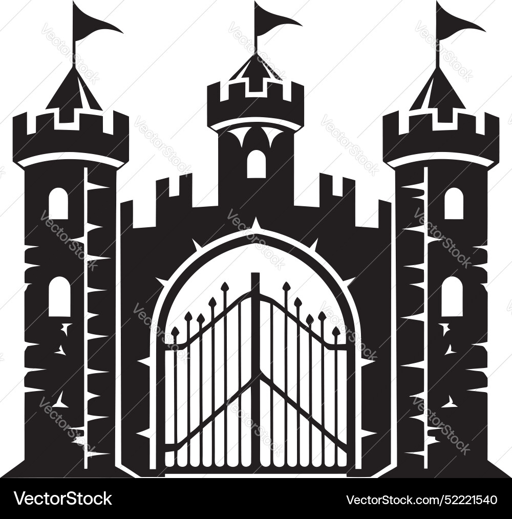 Medievalentry castle gate icon kingdomportal Vector Image