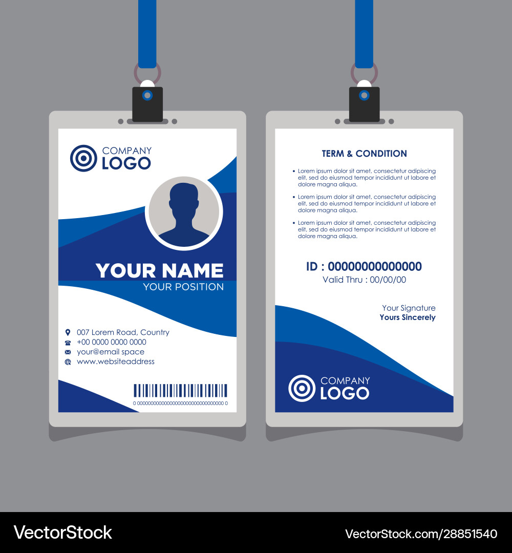 Modern Blue Wave ID Card Template Royalty Free Vector Image