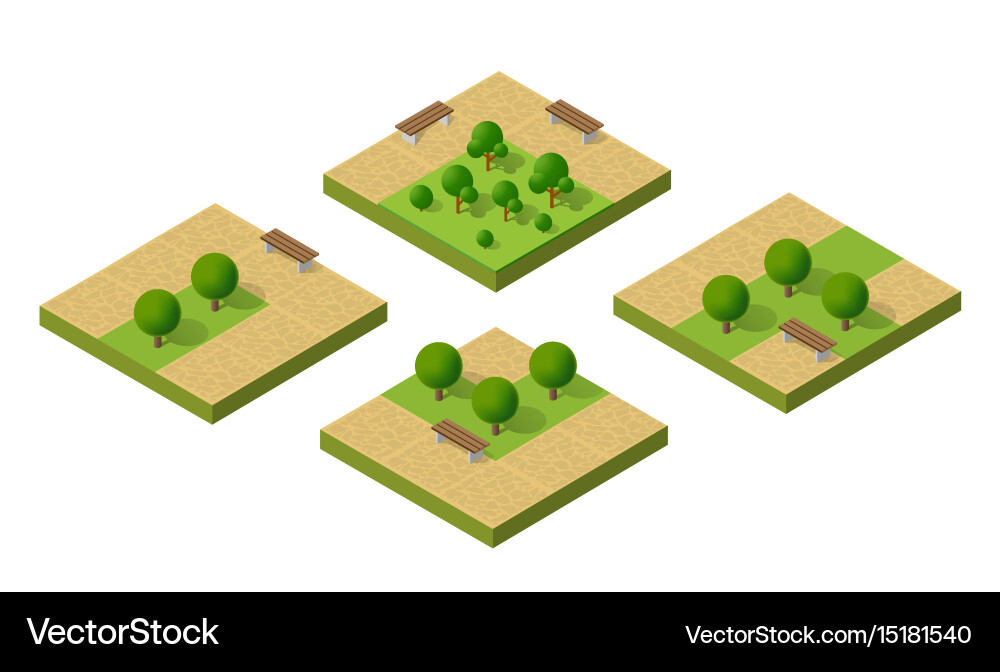 Natural ecological landscape isometric set icon Vector Image