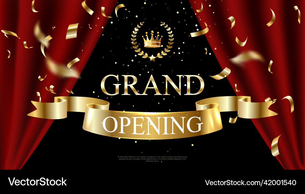 Realistic grand opening invitation with red Vector Image