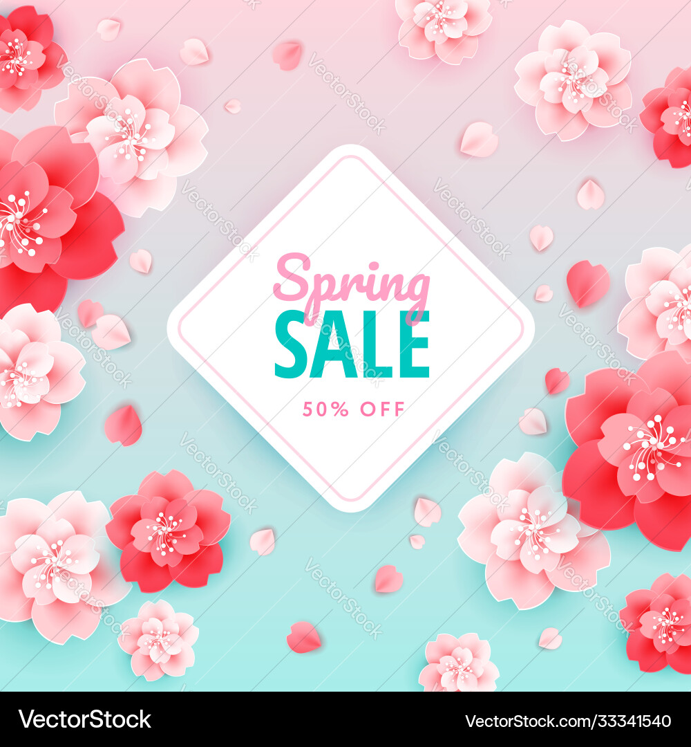 Spring sale fresh background with beautiful Vector Image