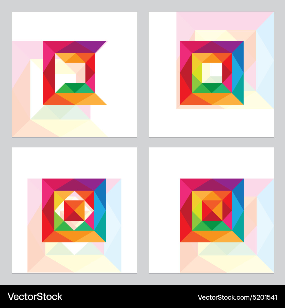 3d low polygon square logos Royalty Free Vector Image