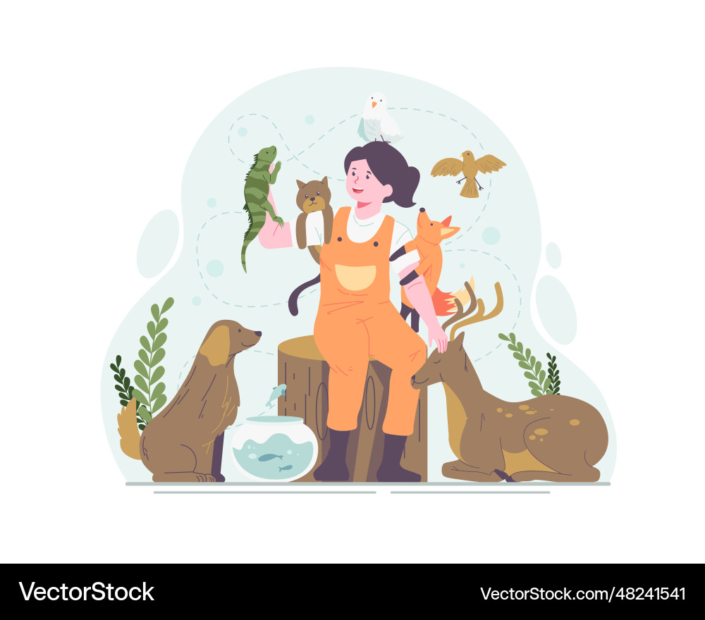 A happy cute girl playing with several kinds Vector Image