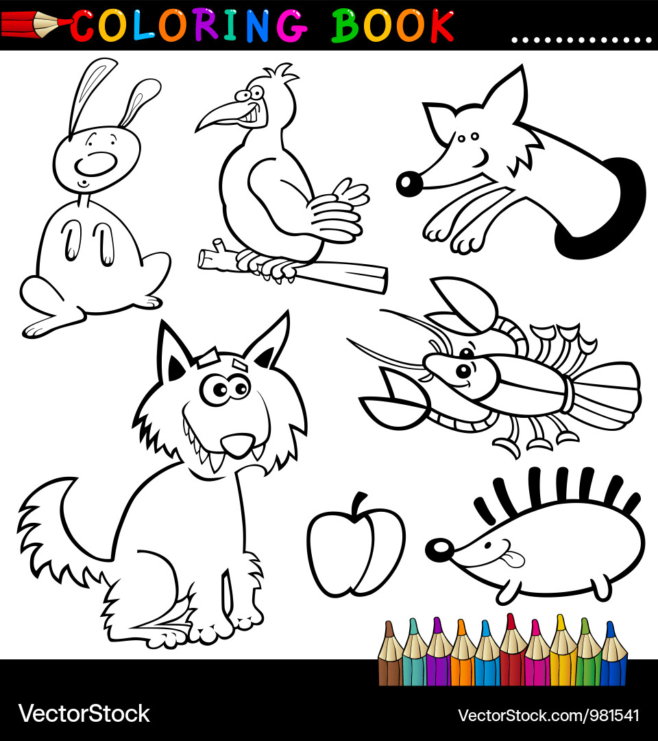 Animals for coloring book or page Royalty Free Vector Image