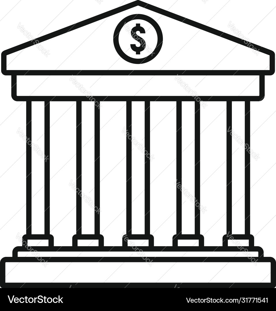 Bank building icon outline style Royalty Free Vector Image