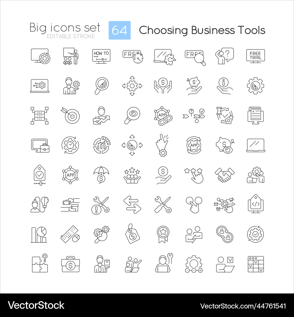 Business Tools Icon Set - Linear Royalty Free Vector Image