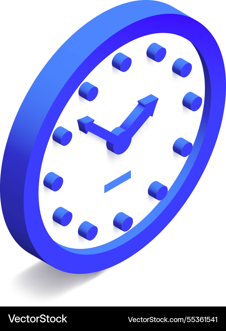 Classic blue clock showing half past eleven Vector Image