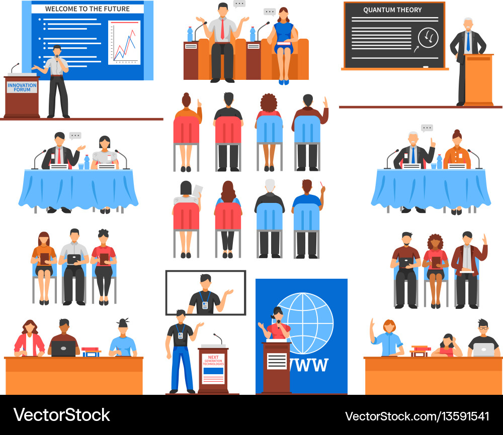 Conference elements set Royalty Free Vector Image