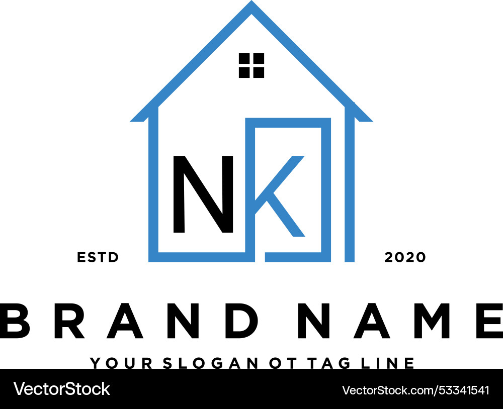 Creative letter nk home logo design concept Vector Image