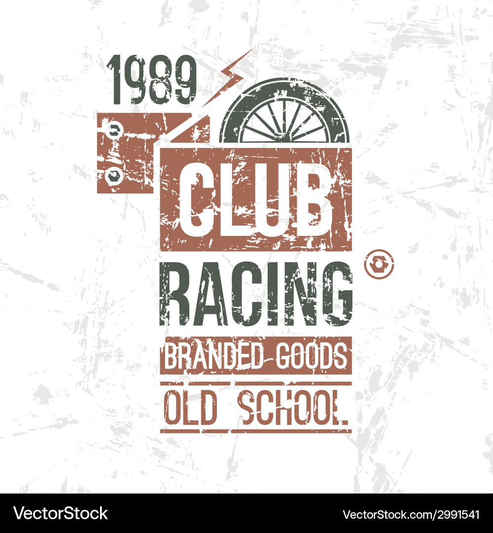 Emblem racing club old school Royalty Free Vector Image