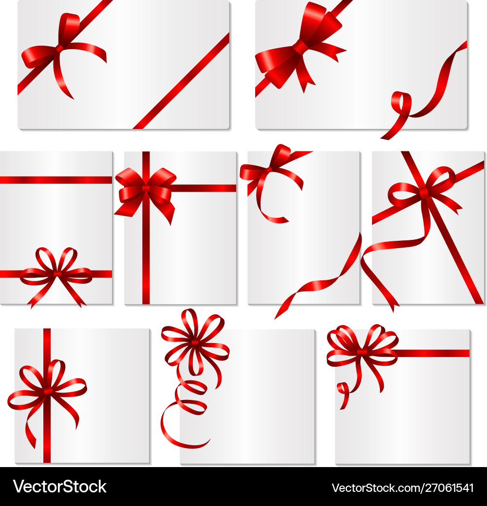 Gift cards ribbons frames or banners with red Vector Image