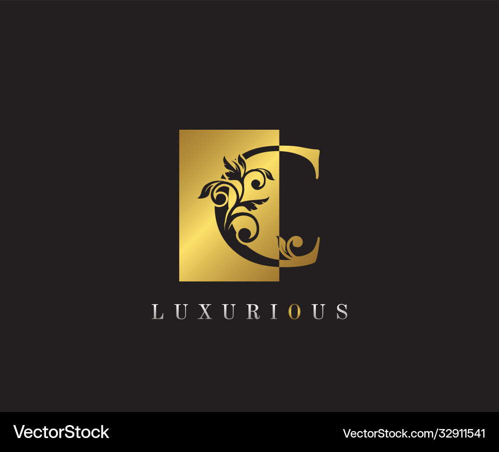 Golden c letter logo design gold Royalty Free Vector Image