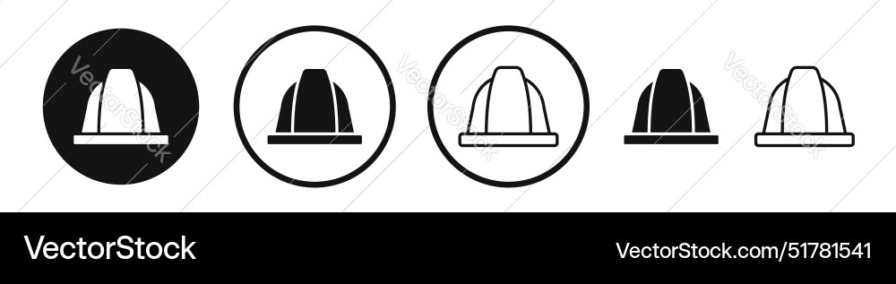 Hard hat icon set black filled and outlined style Vector Image