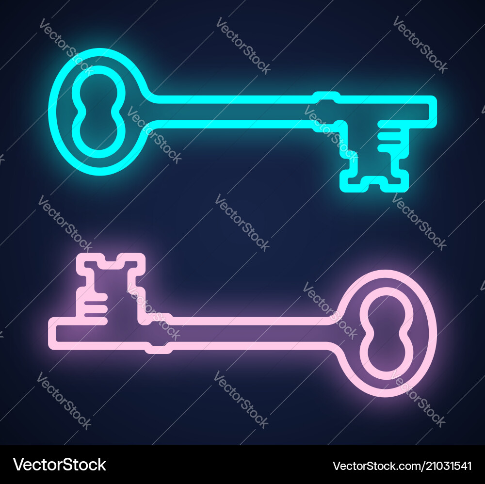 Key sign neon light design Royalty Free Vector Image
