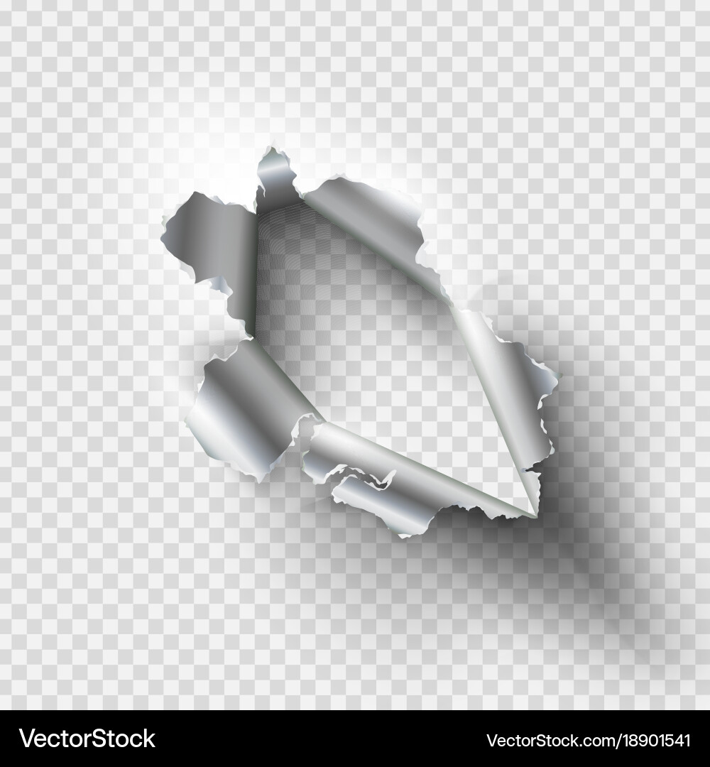Ragged hole torn in ripped metal Royalty Free Vector Image