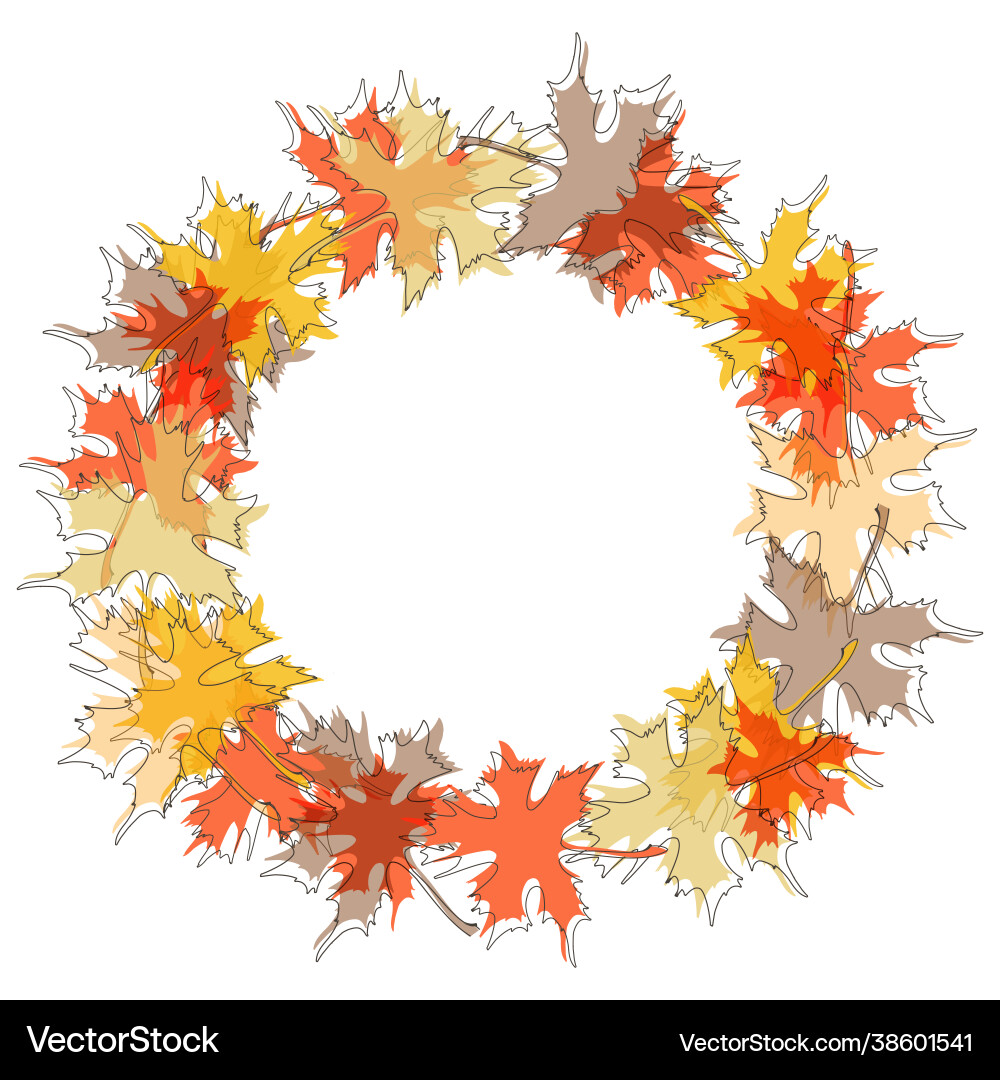 Round maple leaf autumn frame seasonal fall Vector Image