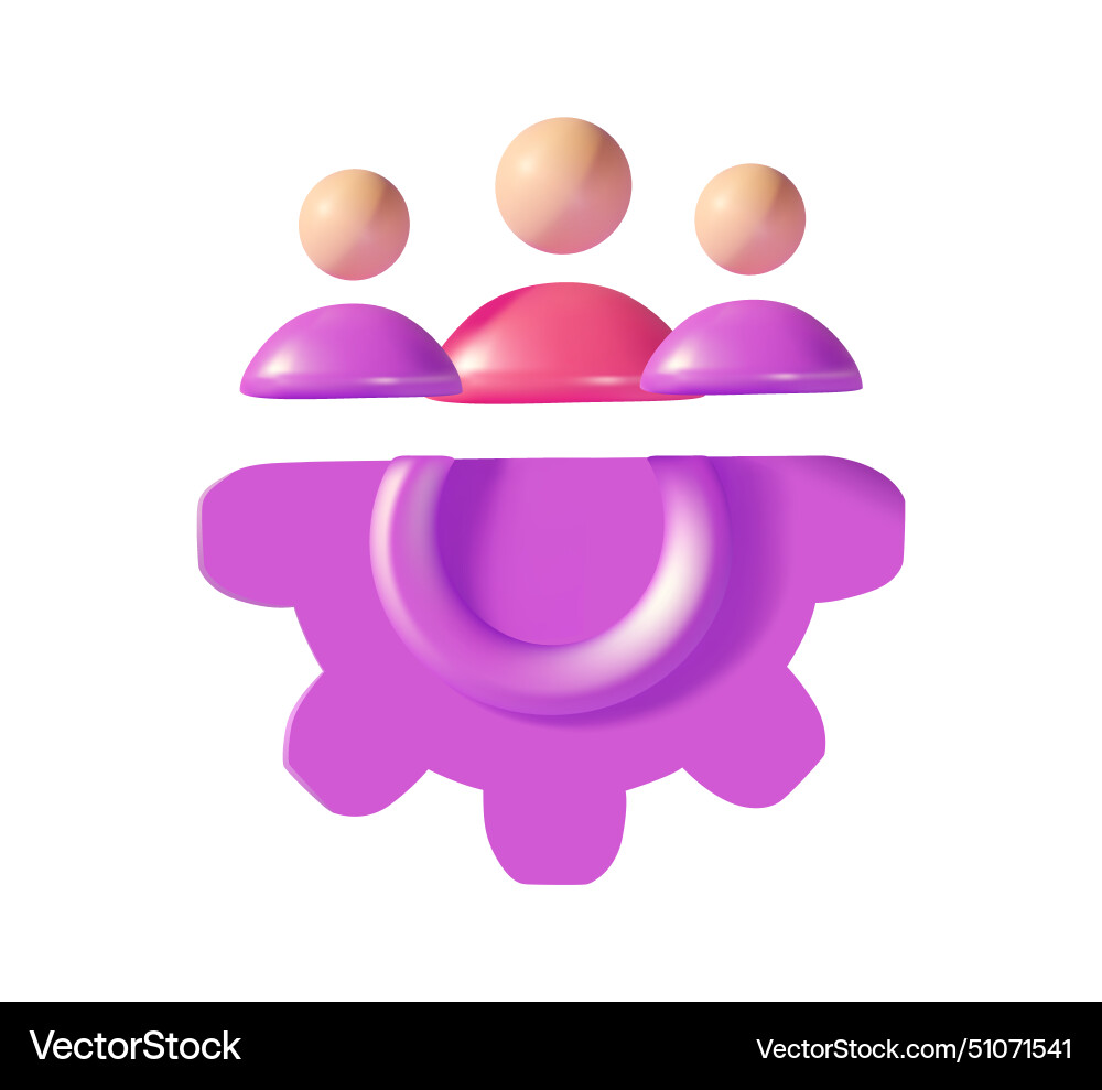 Teamwork management 3d icon Royalty Free Vector Image